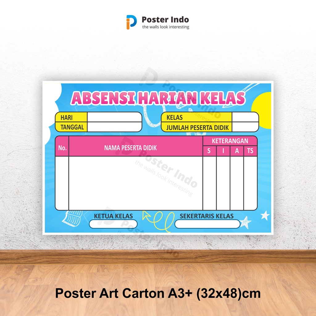 Stiker Viral Poster Absensi Harian Kelas | Lazada Indonesia