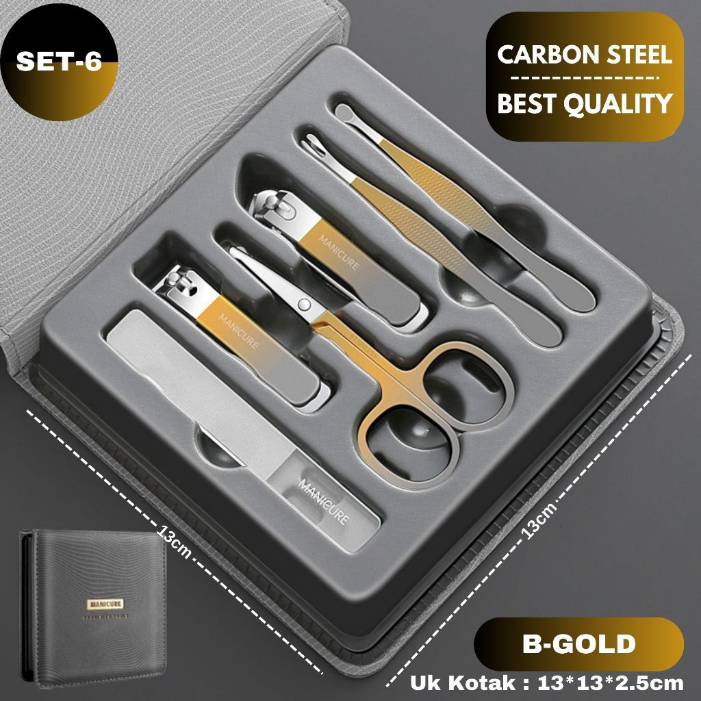 Manicure Set Pouch 6 IN 1 - Gunting Kuku Premium Carbon Steel & Kilap ...