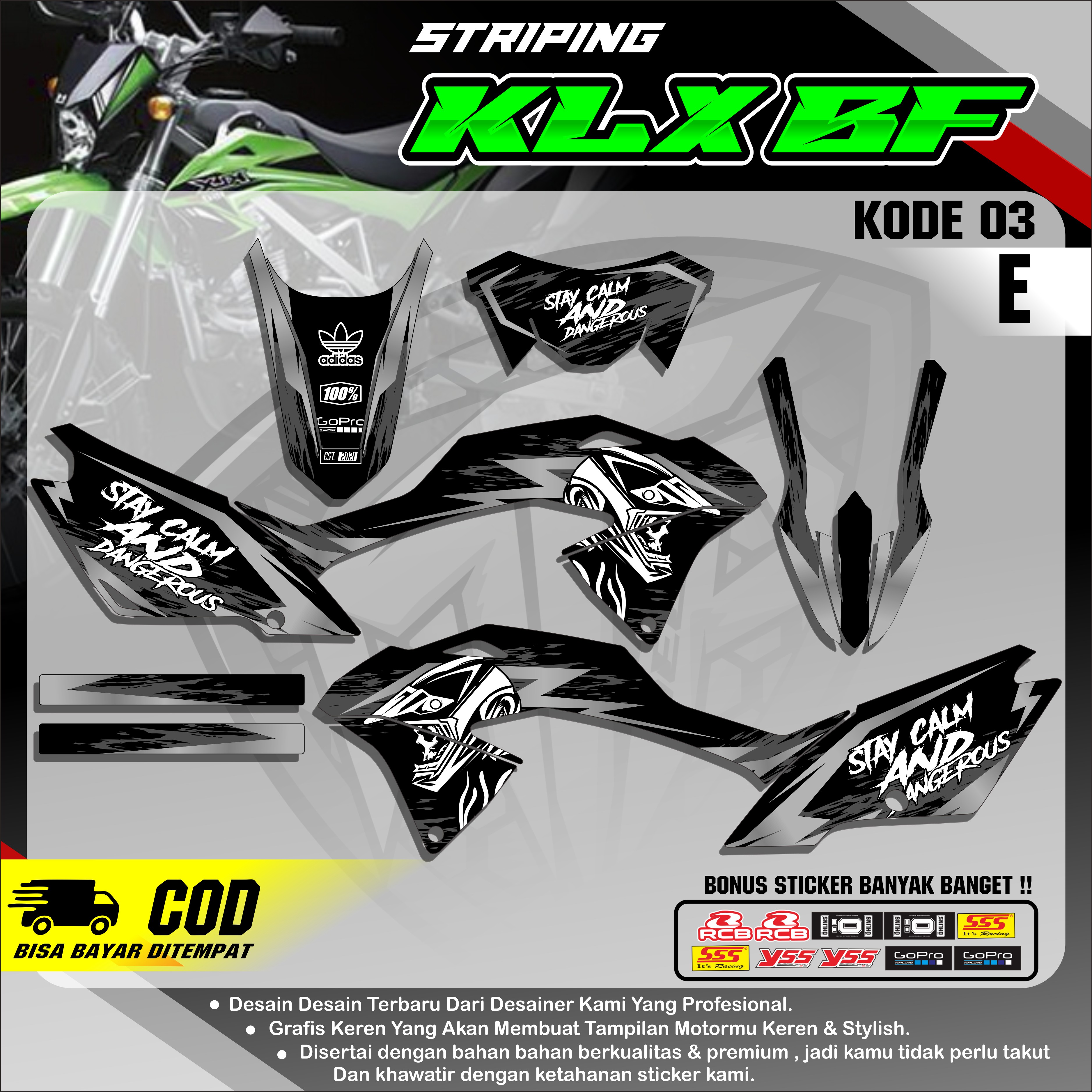 (PALING DICARI) Sticker Striping Stiker Lis Variasi KLX 150 G/BF/SE ...