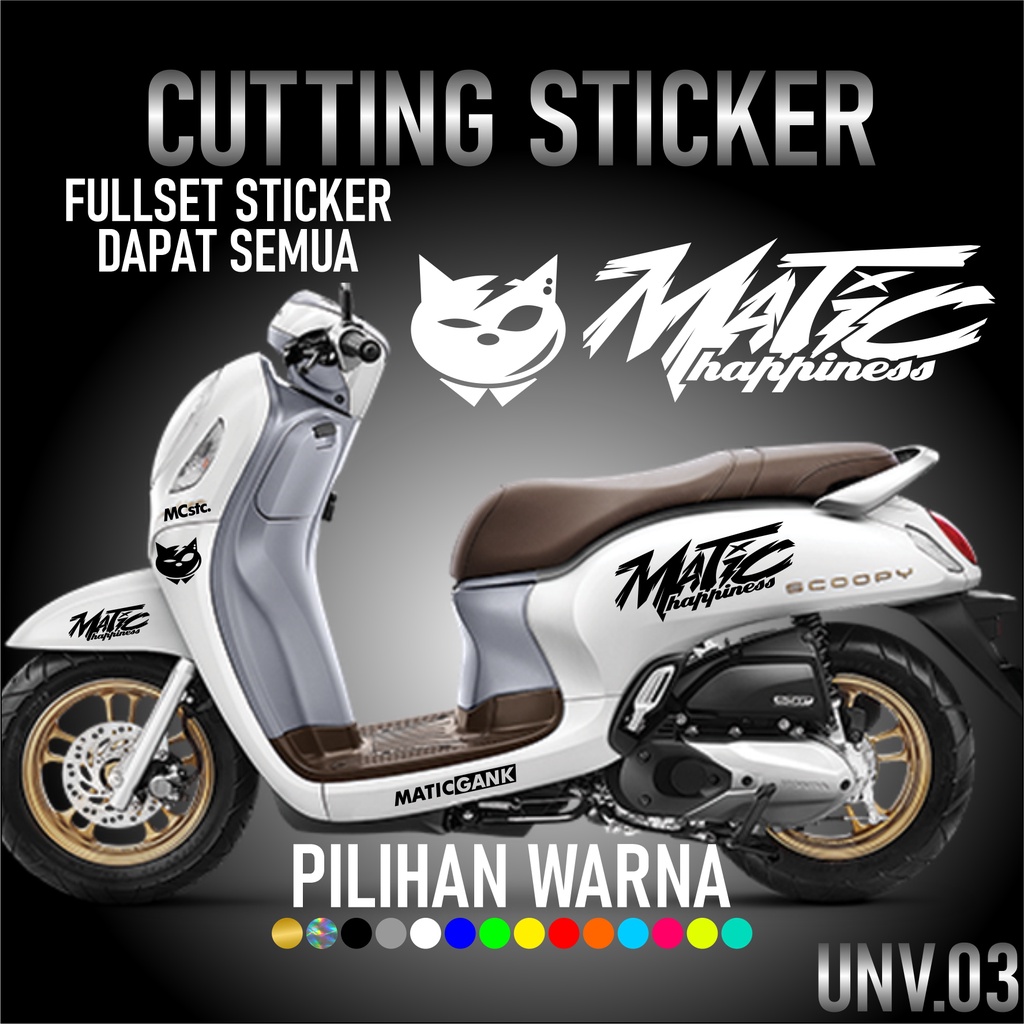 Cutting Sticker Matic Happines Satu Set Aksesoris Stiker Striping Motor ...
