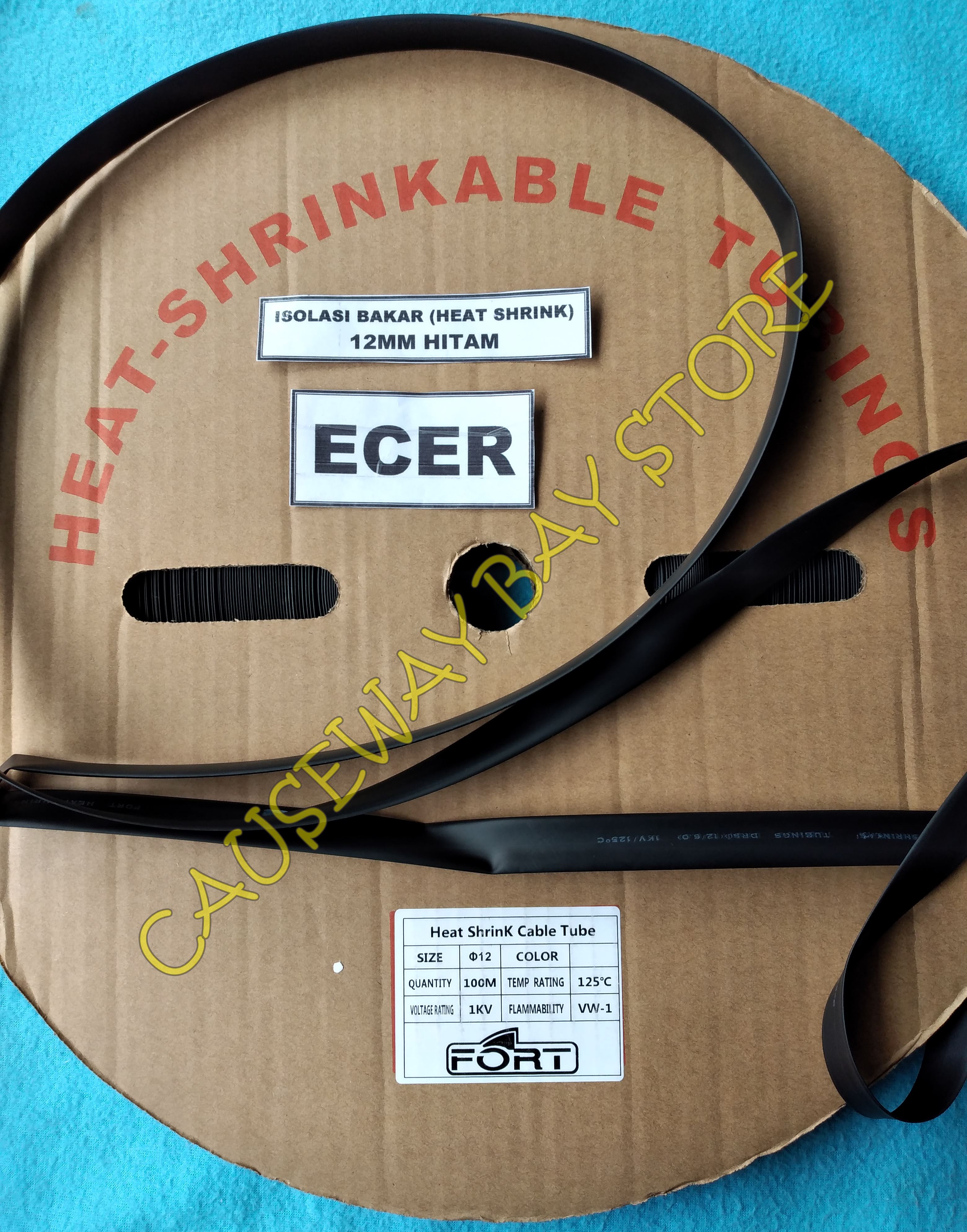 ISOLASI BAKAR ( HEAT SHRINK ) 12MM HITAM ECERAN (PER METER) | Lazada ...