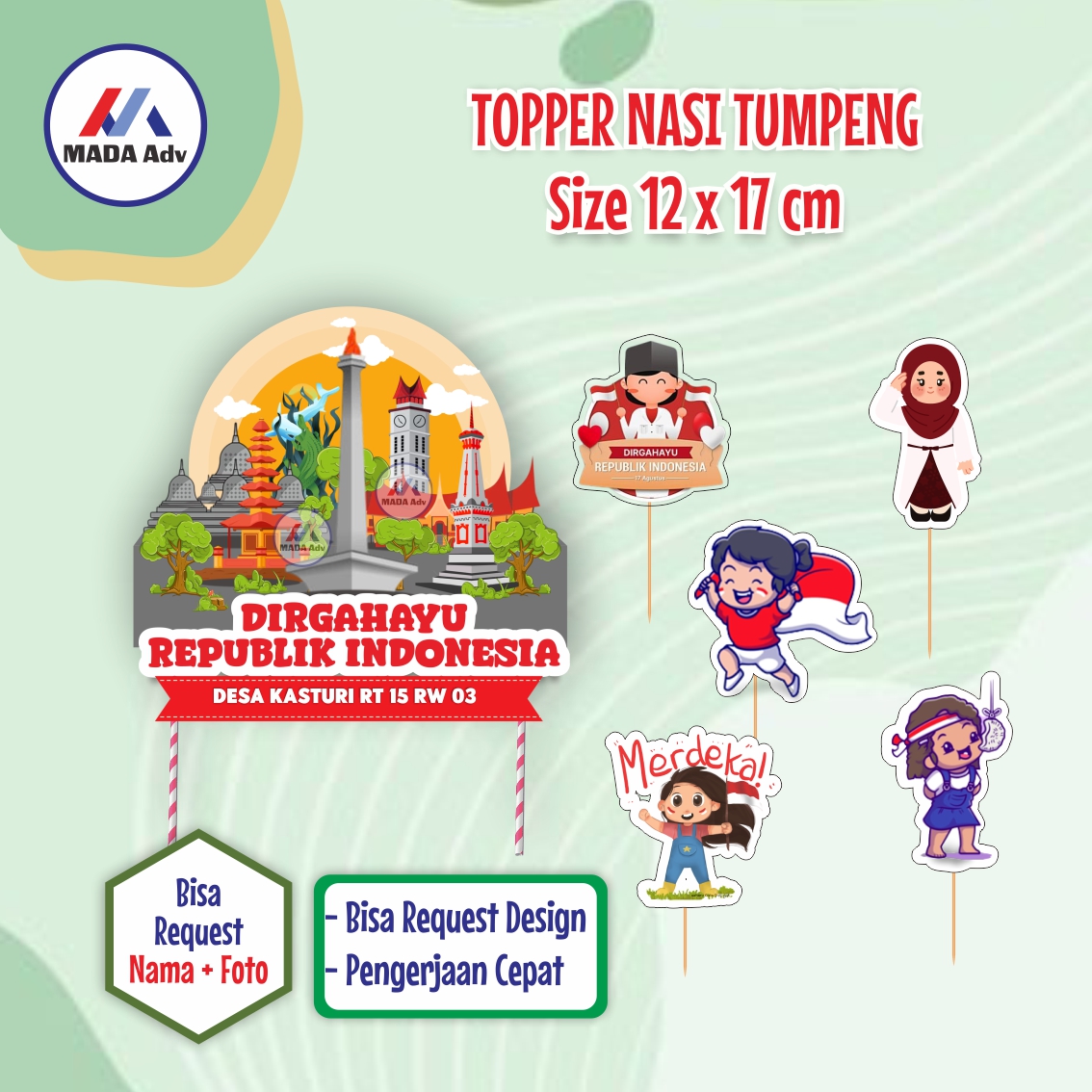 Topper Tumpeng Custom HUT RI/ Topper Custom Kemerdekaan 4/ Topper ...