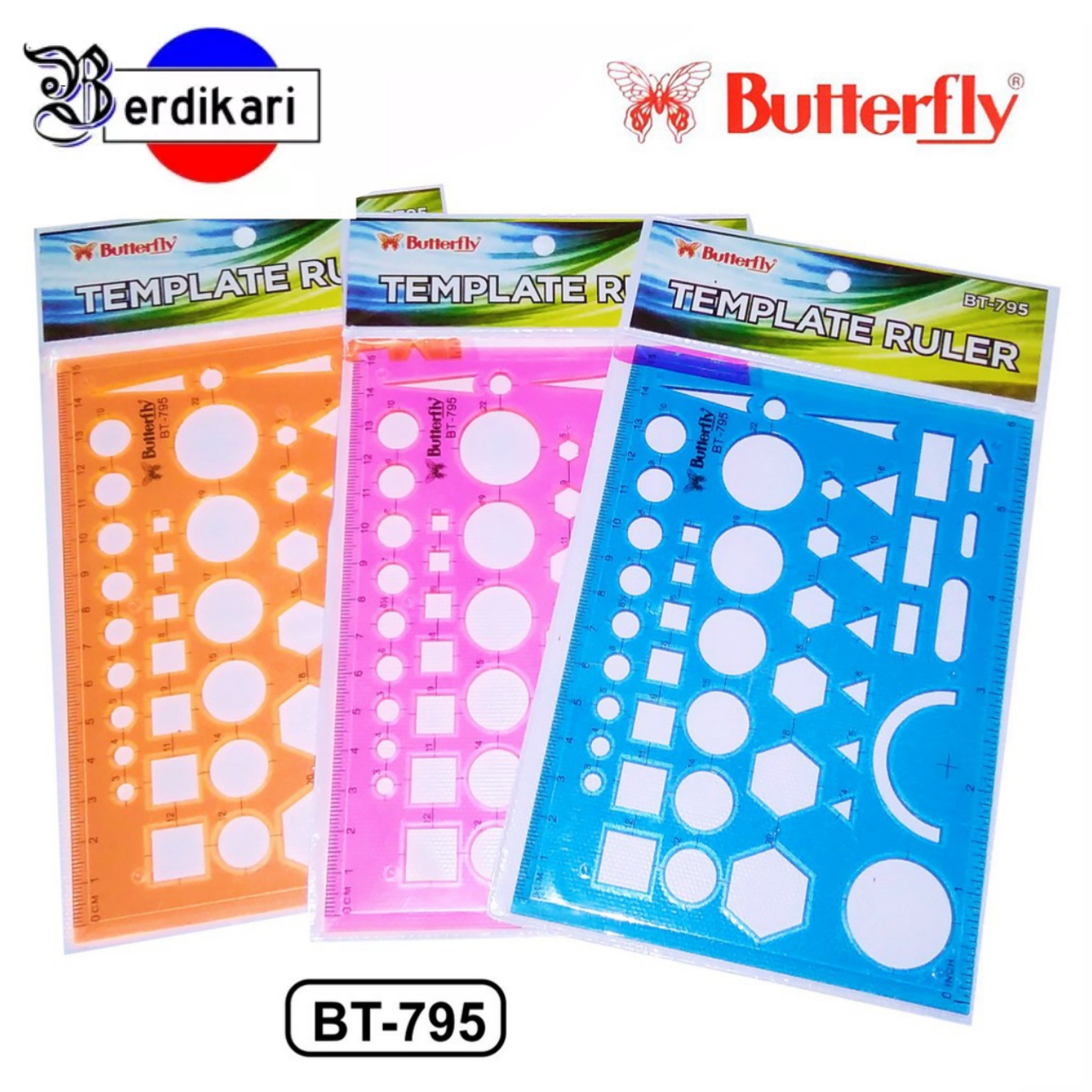 Penggaris Sablon butterfly BT 795 Template Aneka Bentuk Bangun Datar ...