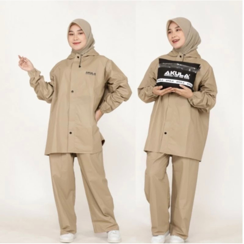 Jas Hujan Akula Mantel Pria dan Wanita Rembes Bahan PVC Tebal 0,25 Kuat ...