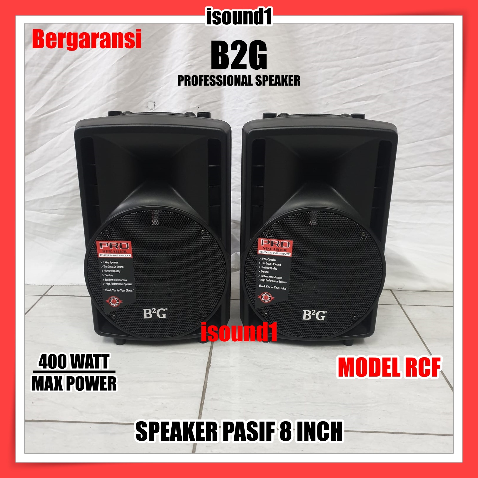 SPEAKER PASIF B2G 8 INCH 8INCH 8 IN 2 UNIT FIBER MODEL RCF IMPORT | Lazada Indonesia
