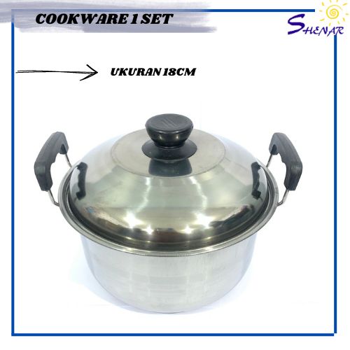 panci sup stainless steel set serbaguna dengan tutup ukuran 17cm-23cm ...