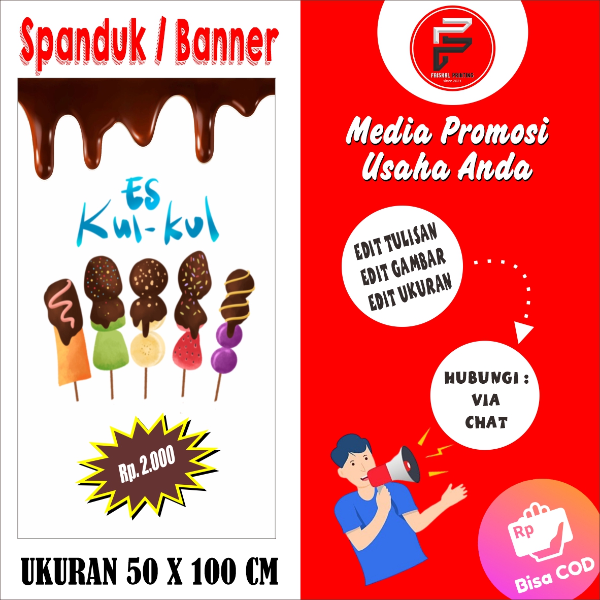 Spanduk Banner Es Kul Kul Ukuran 50 cm x 100 cm | Lazada Indonesia