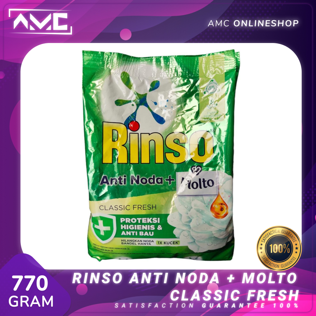 RINSO CLASSIC FRESH - Deterjen Bubuk 770gr | Sabun Baju Anti Noda ...