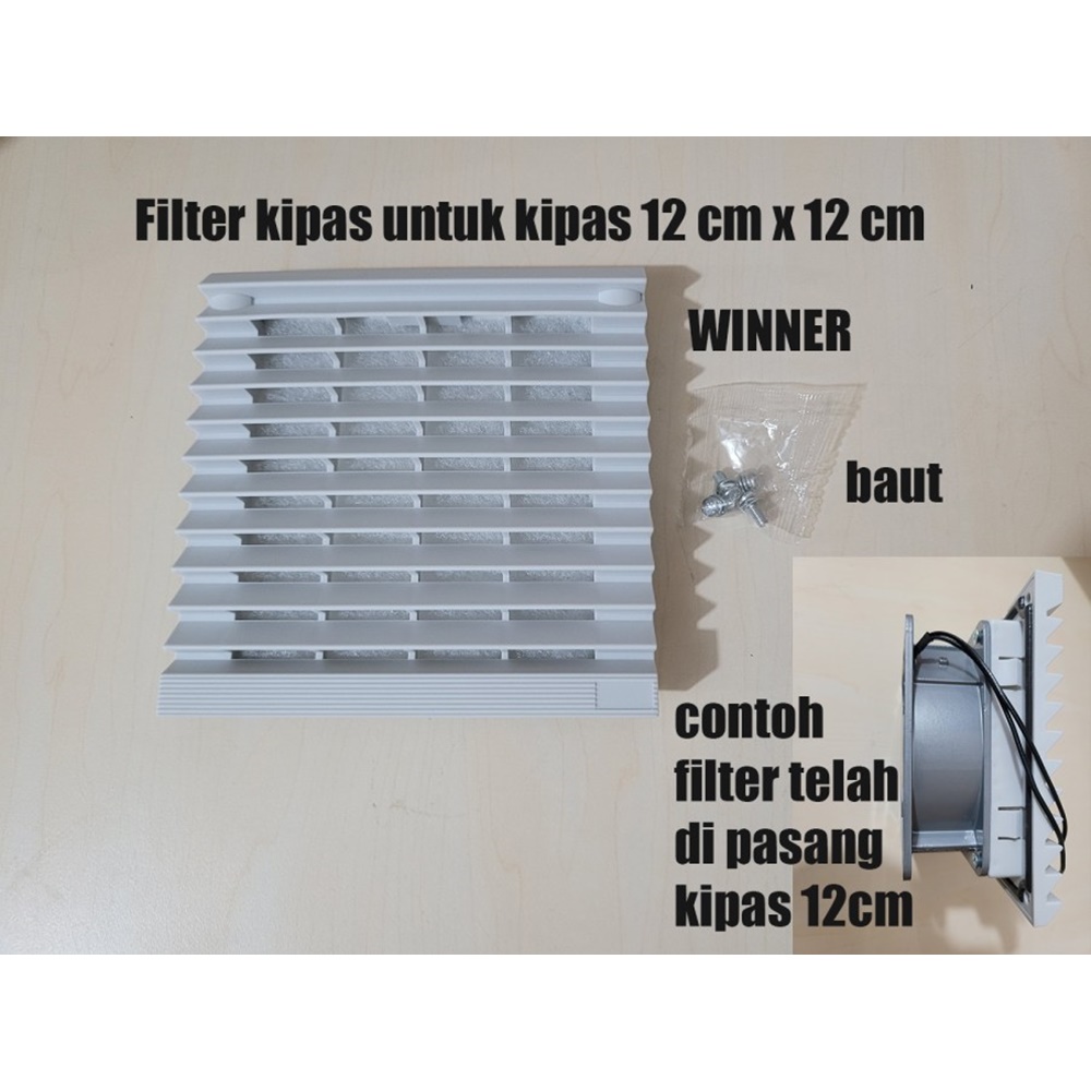 FAN FILTER PLASTIK 12 x 12cm WINNER / 4 INCH COVER KIPAS PLASTIK KOTAK ...