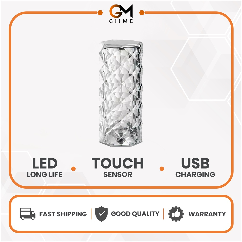 Lampu Kristal Viral Aesthetic mewah Crystal Lamp USB sensor sentuh ...