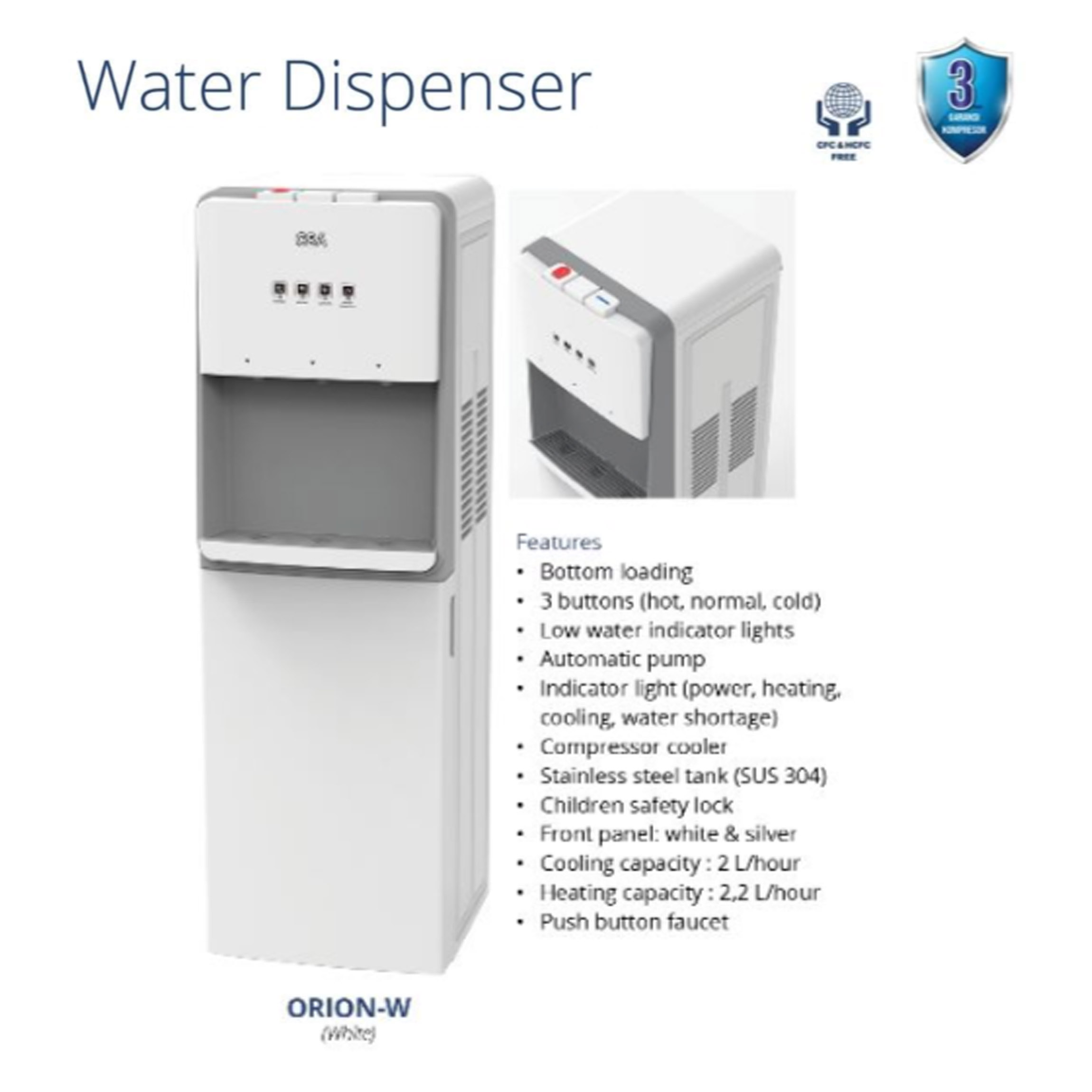 Gea ORION-W Water Dispenser White / Dispenser Air / Galon Bawah 3 ...