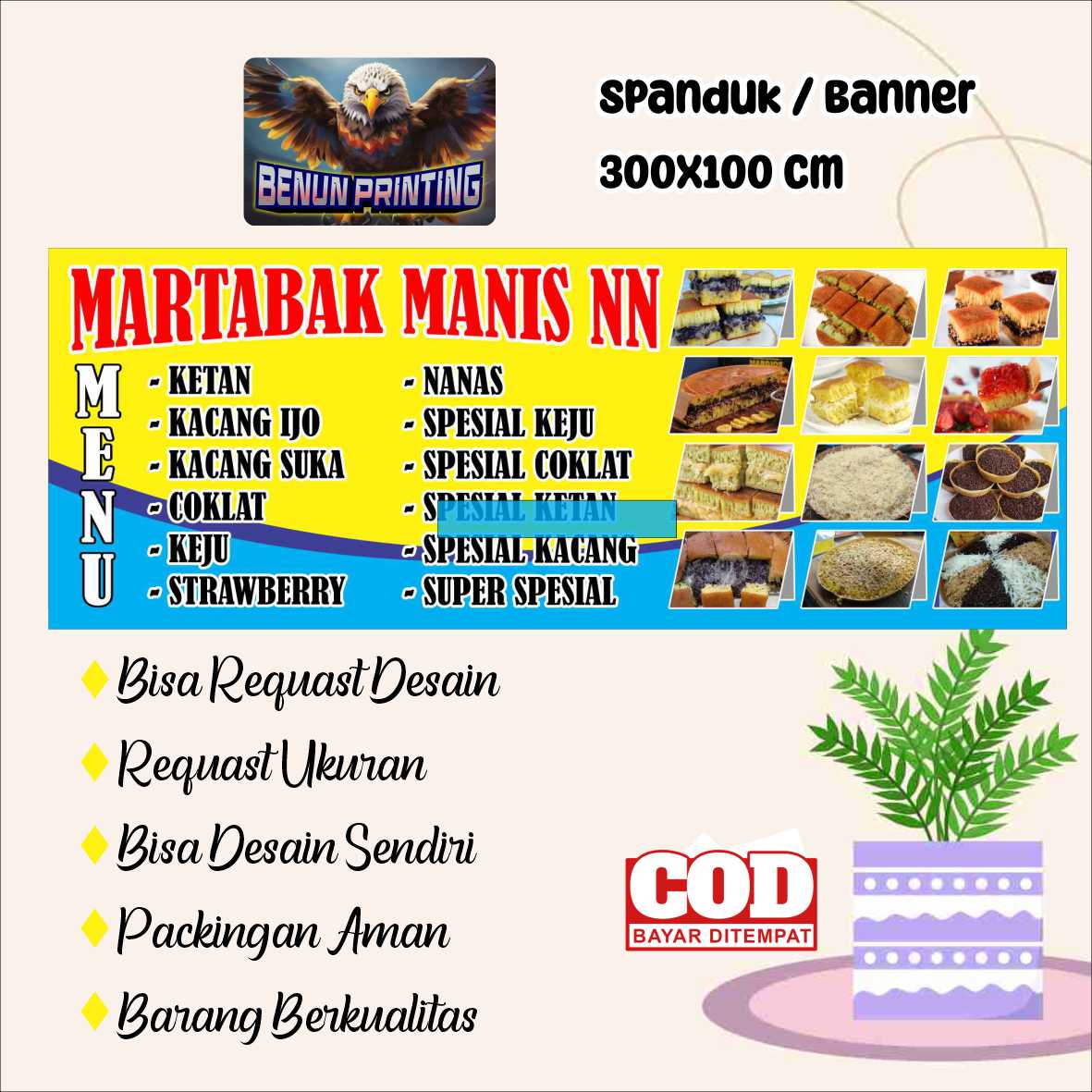 Spanduk Banner 300X100 Martabak Manis Request Desain | Lazada Indonesia