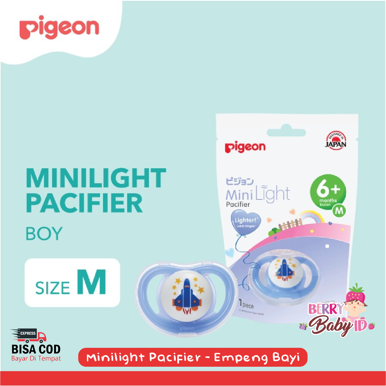Pigeon Silicone Minilight Pacifier Empeng Dot Soother Bayi Size S M L ...