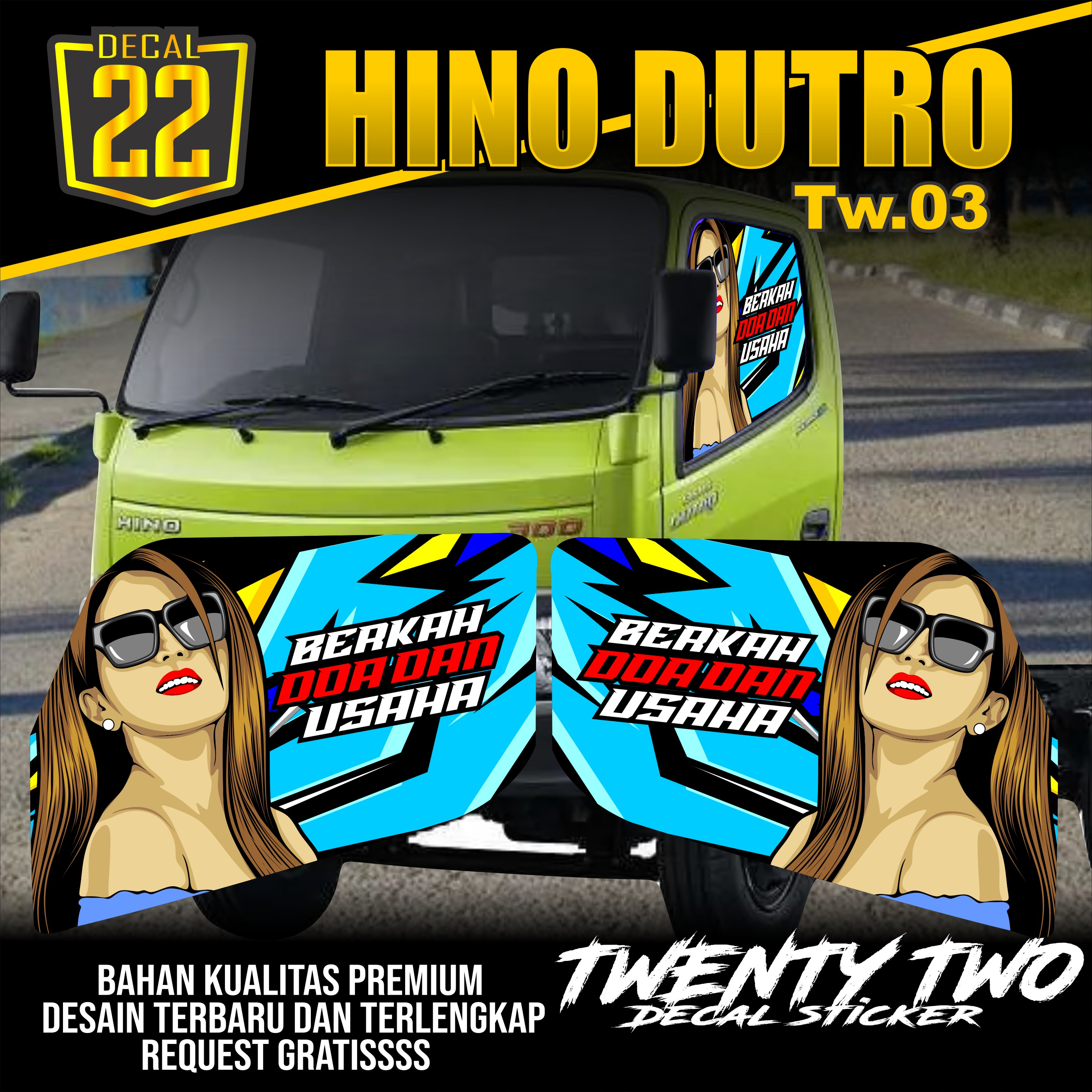 (Cod) New Sticker One Way Hino Dutro Sticker Kaca Samping Hino Dutro ...