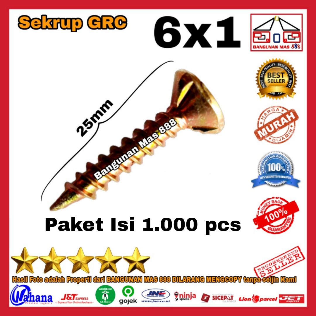 SEKRUP GRC 6x1IN ISI 1000 PCS - Sekrup CALCIBOARD- skrup grc | Lazada ...