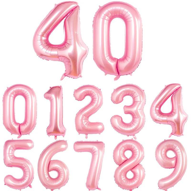 Balon Angka Pink Pastel Jumbo 80 cm / Balon Angka Biru Pastel Jumbo 80 ...