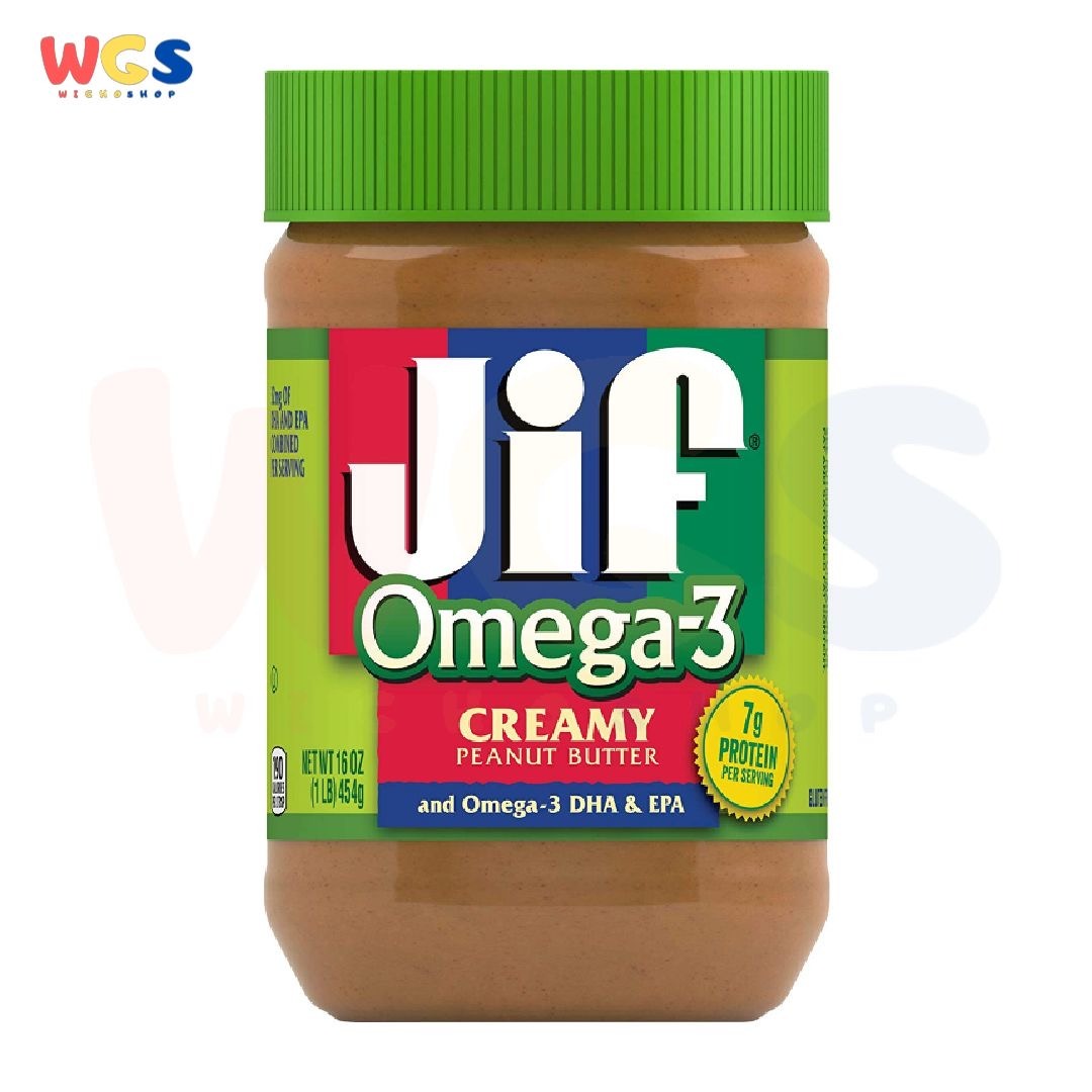 Selai Jif USA Creamy Peanut Butter & Omega-3 Gluten Free 16oz 454g ...