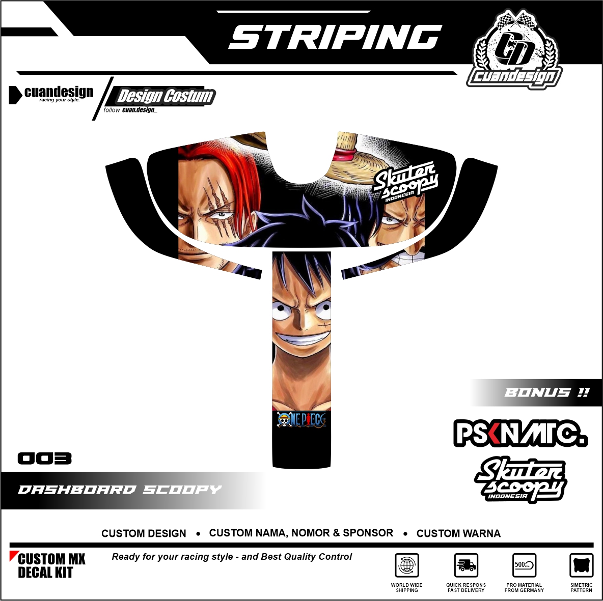 ONE PIECE SPECIAL EDITION STIKER STRIPING PELINDUNG DASHBOARD ...