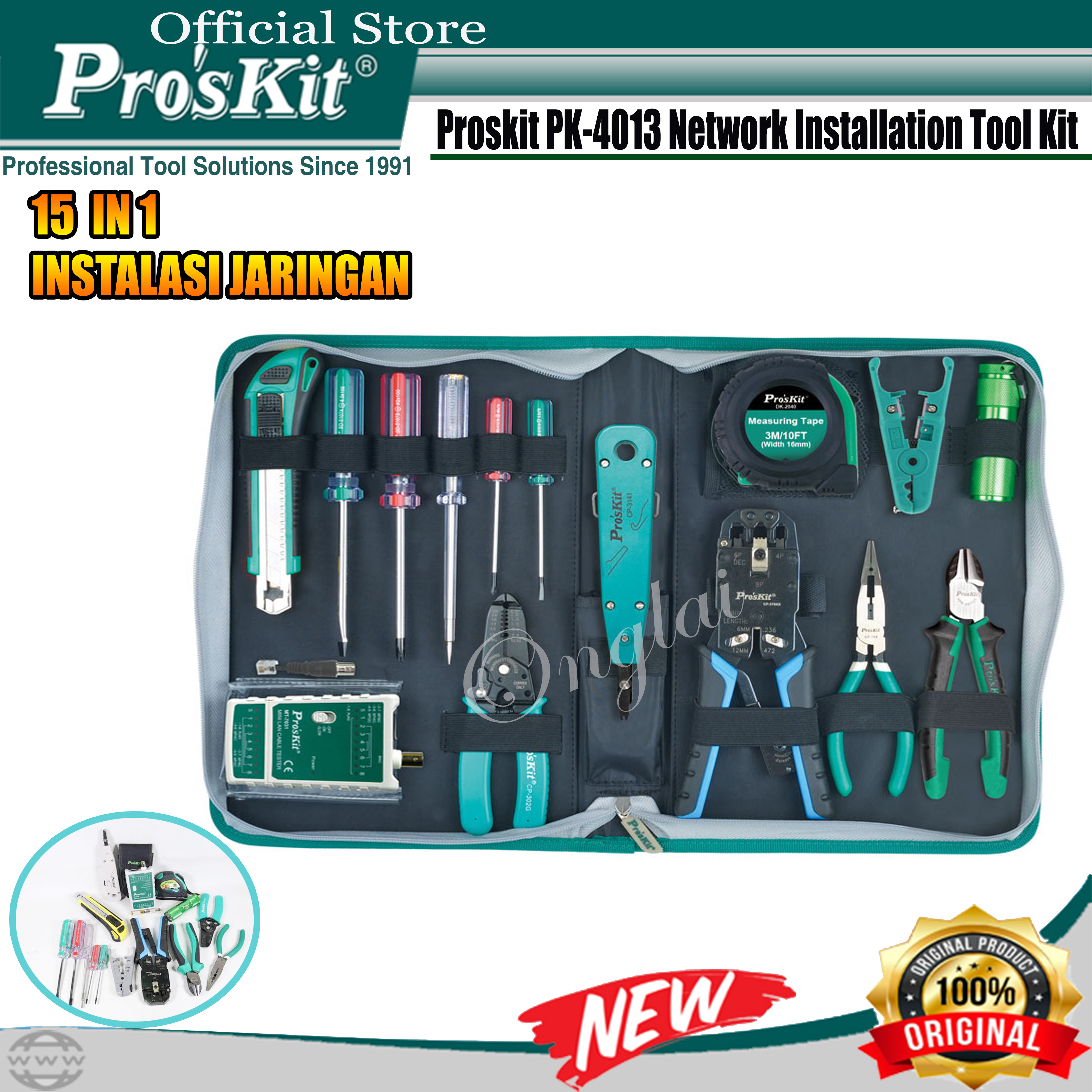 Pro'skit Peralatan Instalasi Jaringan Proskit PK-4013 15 IN 1 Kit Alat Instalasi Jaringan ...