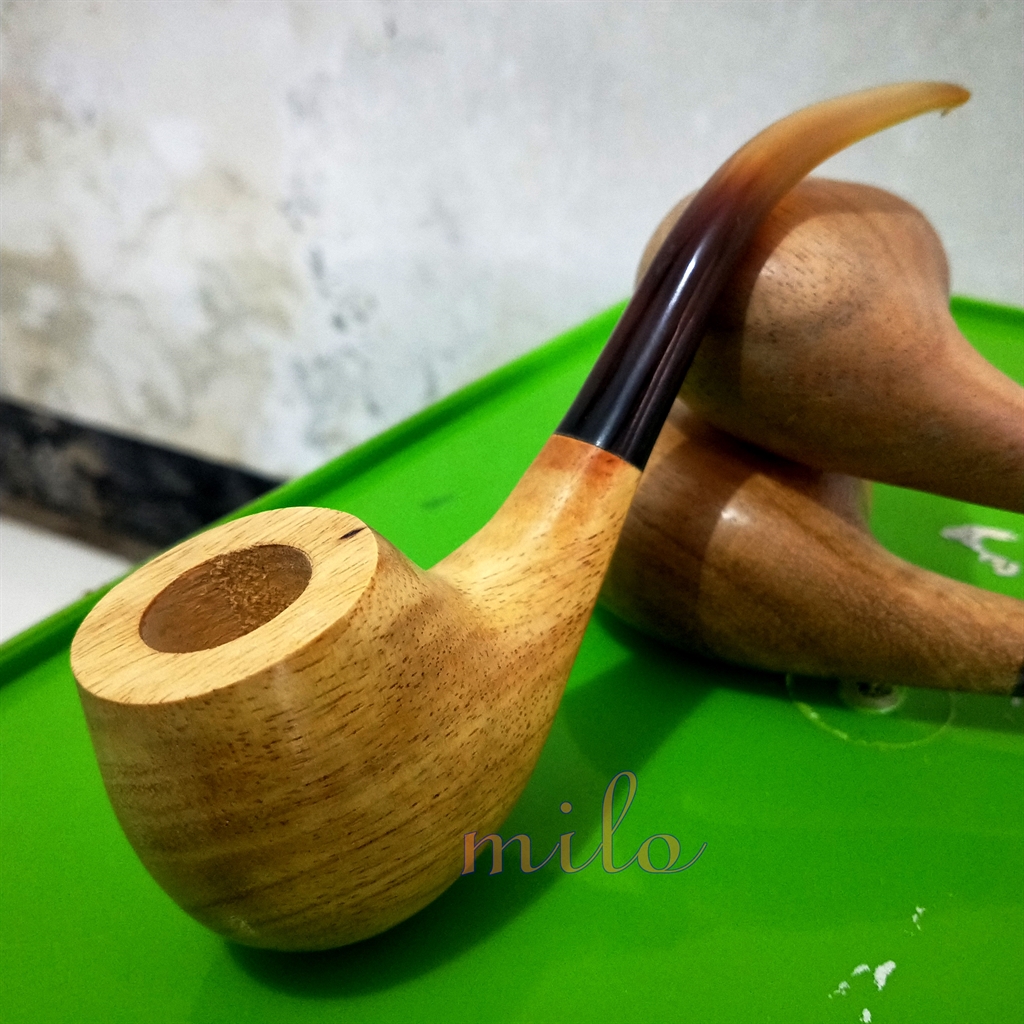 Alat pipa tembakau bukan rokok tanduk sapi dan kayu asli / cangklong ...
