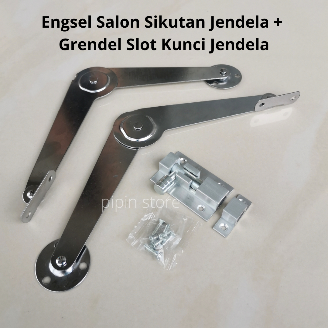 Paket Kunci Jendela Rumah 1 Set Penahan Penyangga Jendela Kayu - Engsel ...