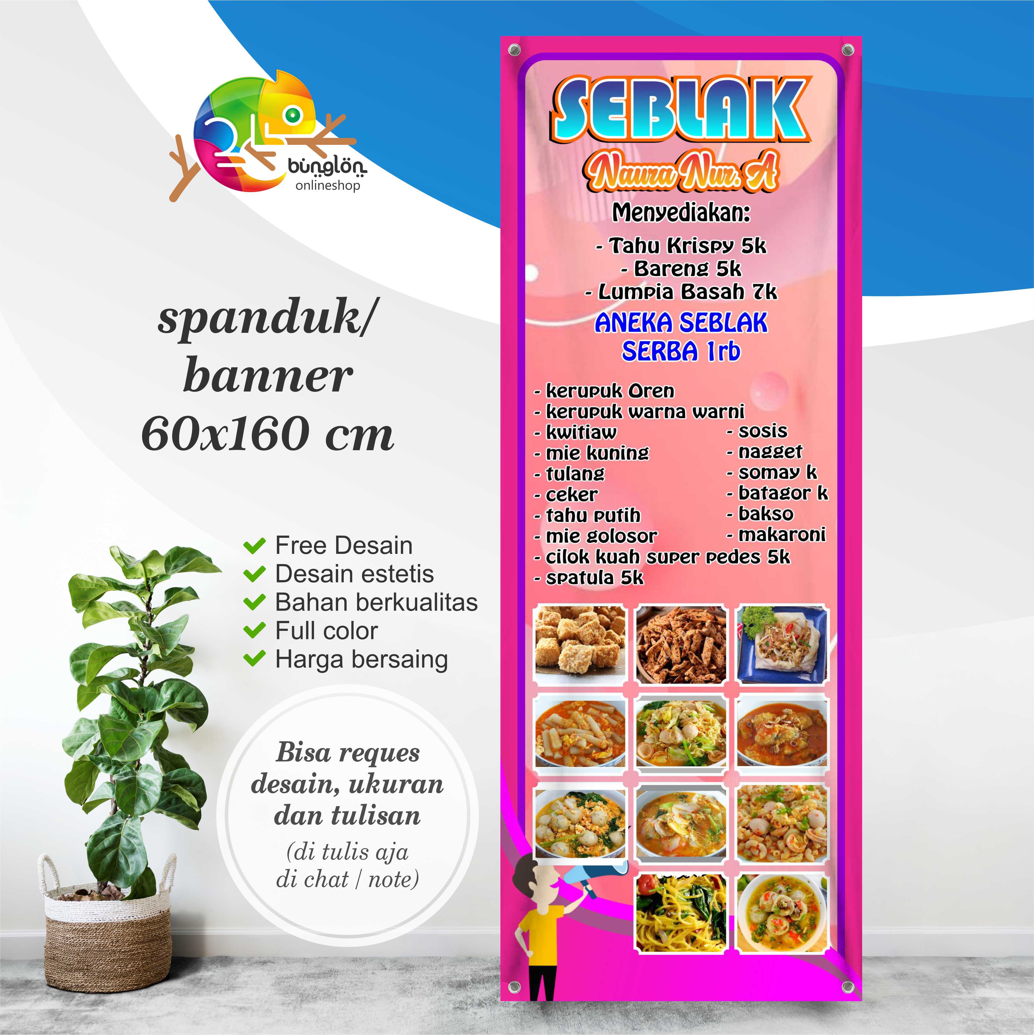 MMT 60x160 Cm Spanduk Banner Seblak Bisa Custom Desain | Lazada Indonesia