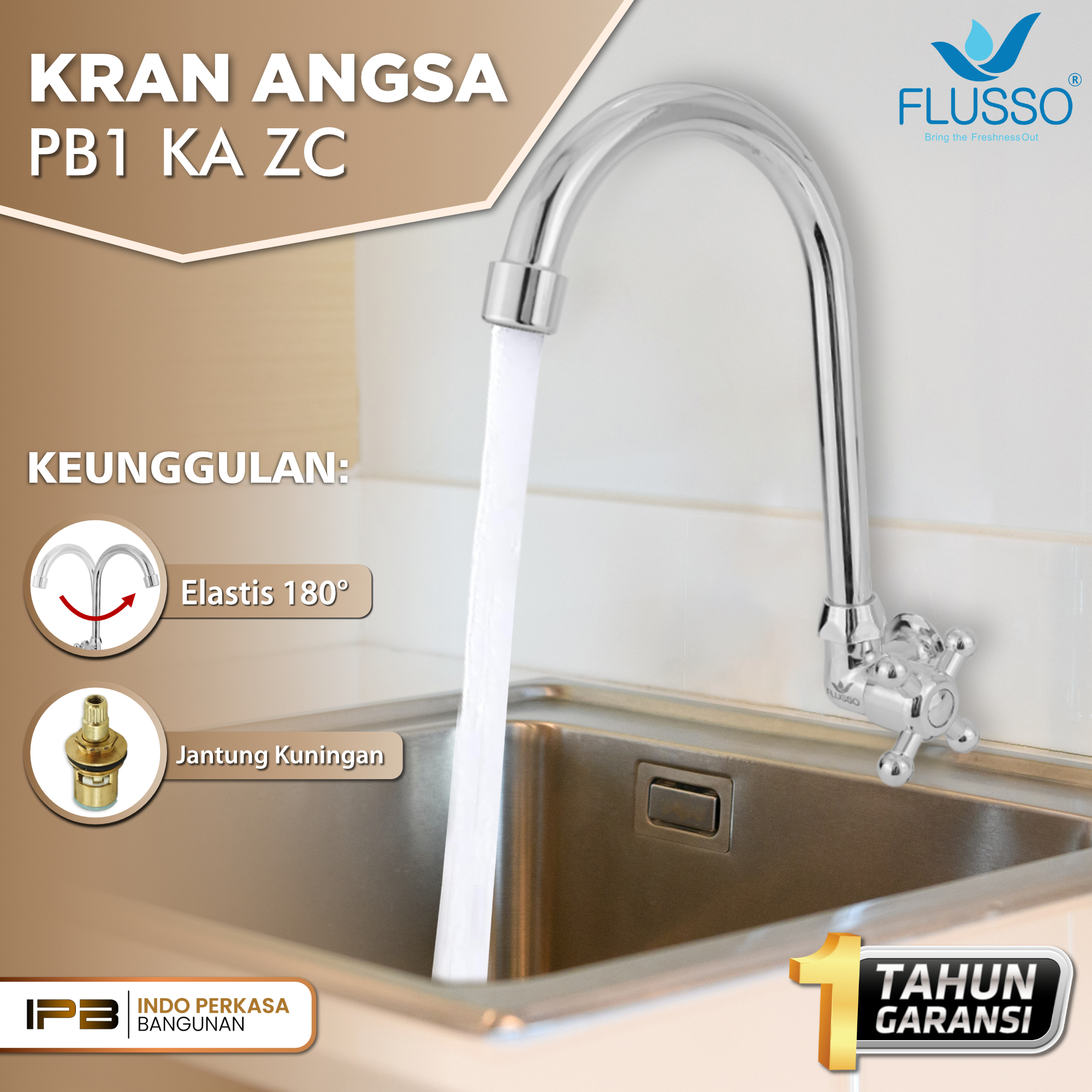 FLUSSO Kran Angsa Tembok Kran Air Dapur Keran Air Keran Cuci Piring ...