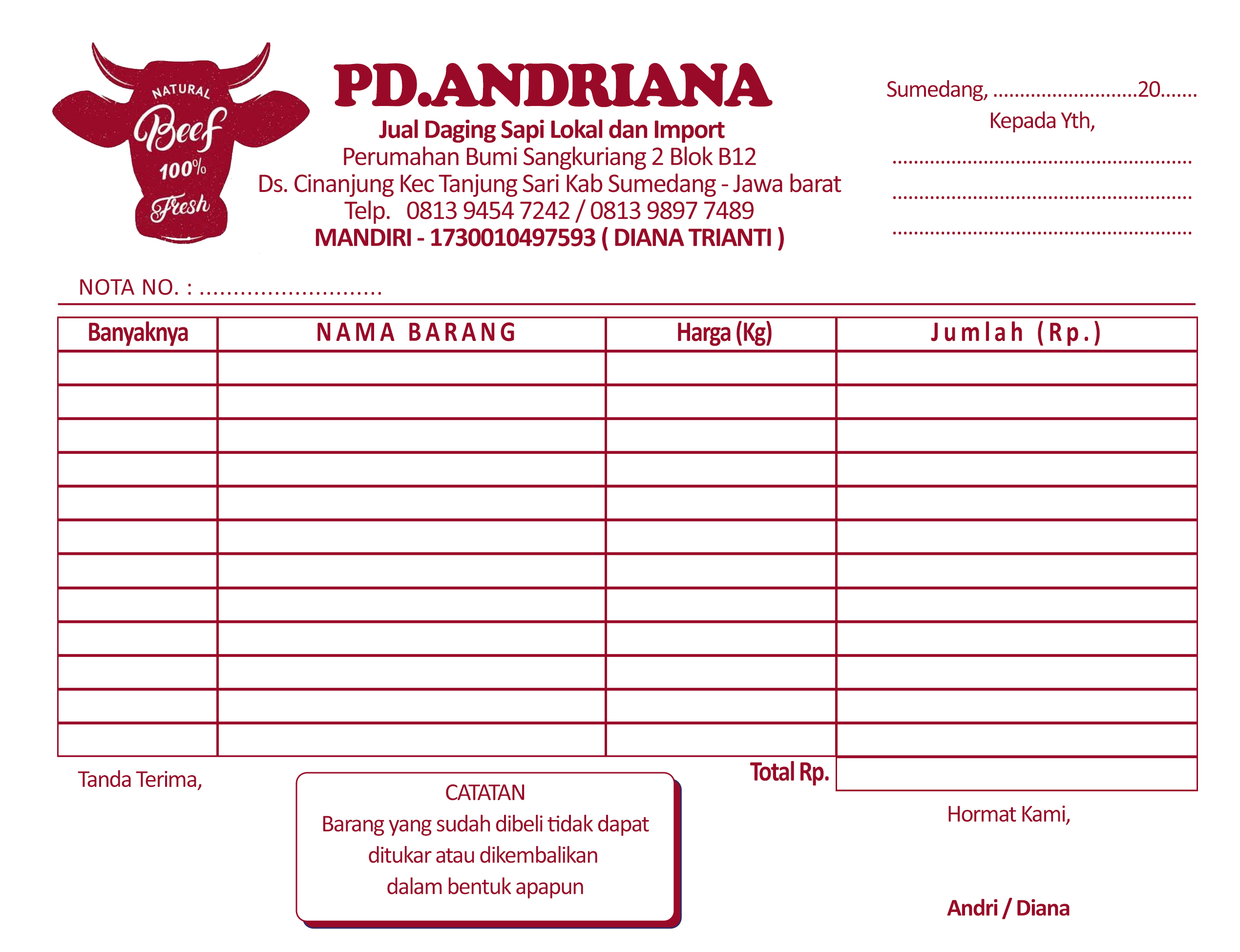 CUSTOM NOTA 3 PLY SURAT JALAN BUKU NOTA CUSTOM 3 LAPIS | Lazada Indonesia