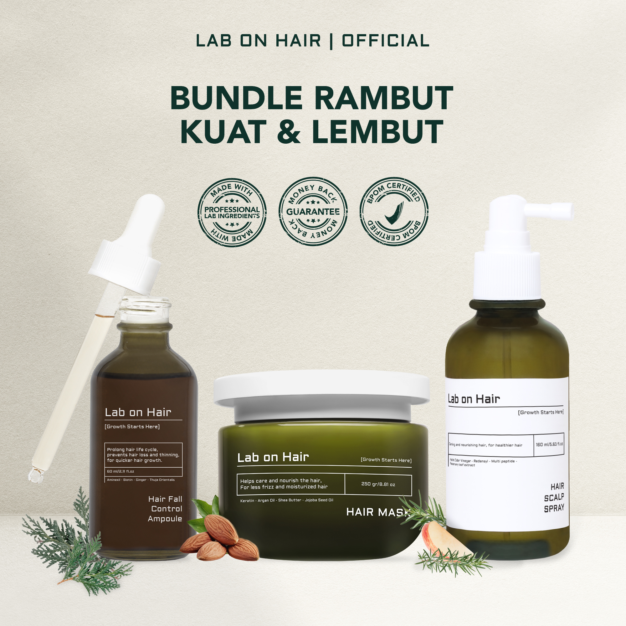 Lab On Hair Bundle Ampoule + Scalp Spray + Hair Mask - Paket Ampoule ...