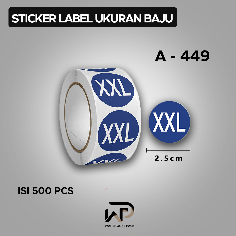 1 roll (500 pcs) Stiker Label Ukuran baju | Stiker Label Size Baju ...