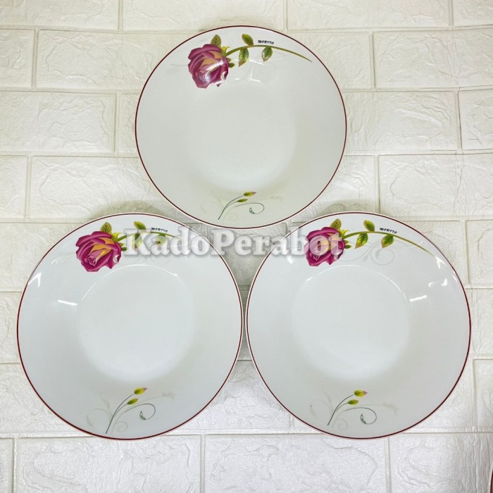 Piring Set Keramik- Piring Keramik Set Murah - Piring Mawar Set Isi 3 ...