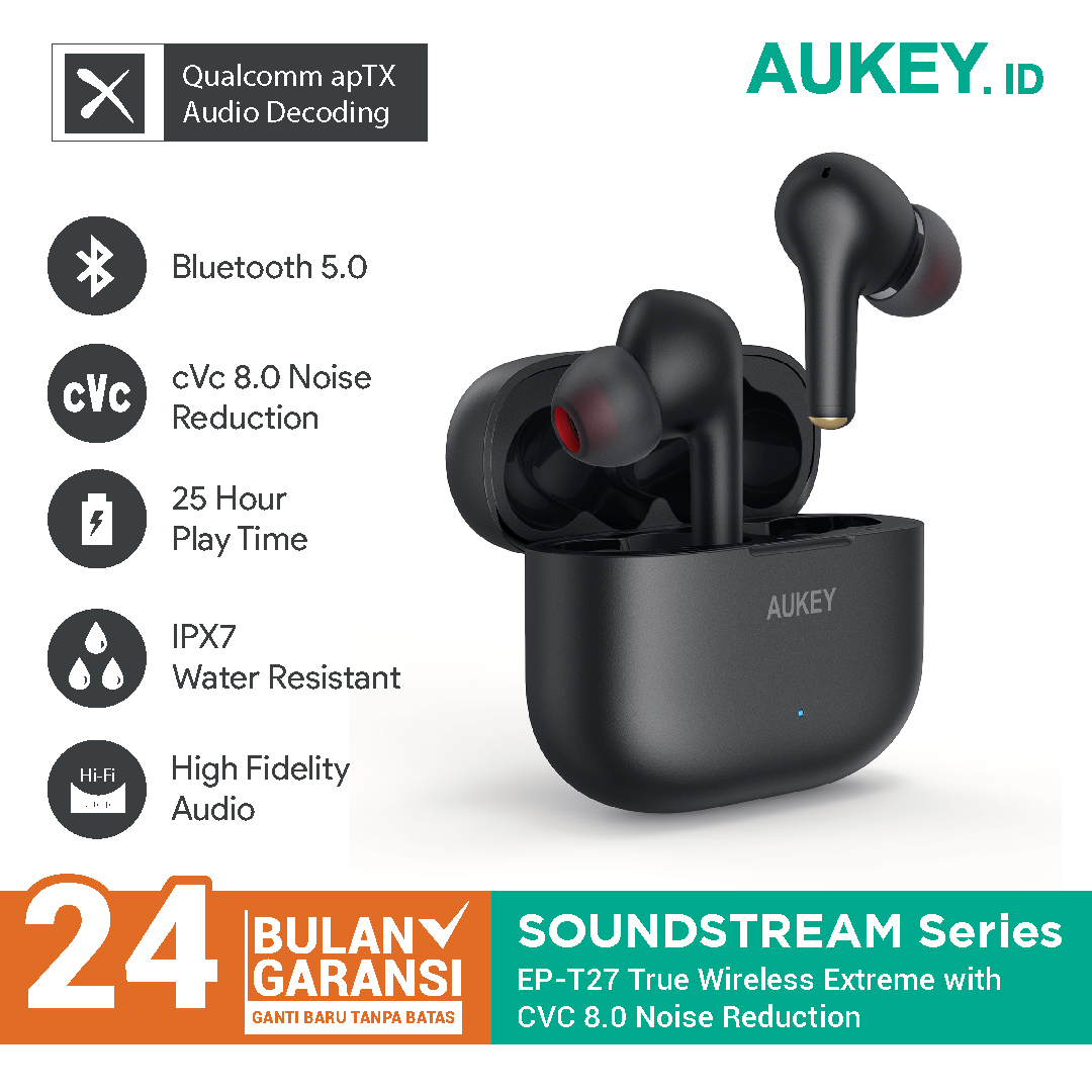 Aukey TWS Bluetooth IPX5 True Wireless Earbuds EP-T25