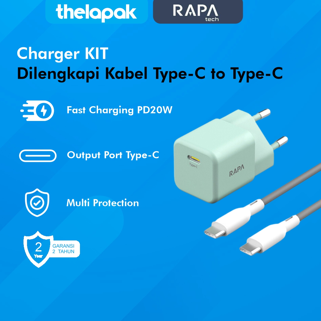 Charger Mini PD20W with Cable Type-C to Type C Rapa Power Mini I CH2033 ...
