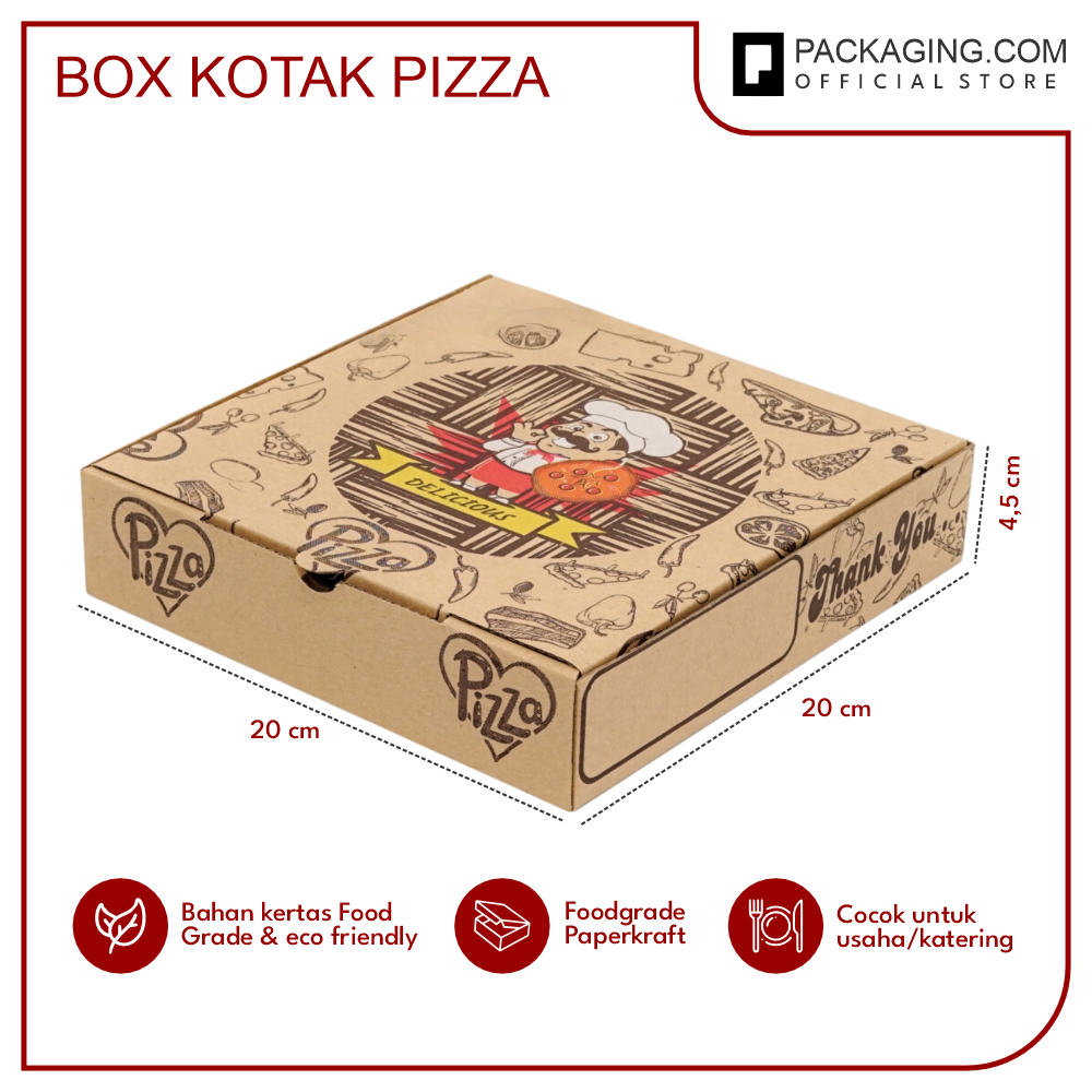 Box Pizza Size 20x20x4,5Cm Kotak Hampers Dus Makanan Wadah Roti Kue ...