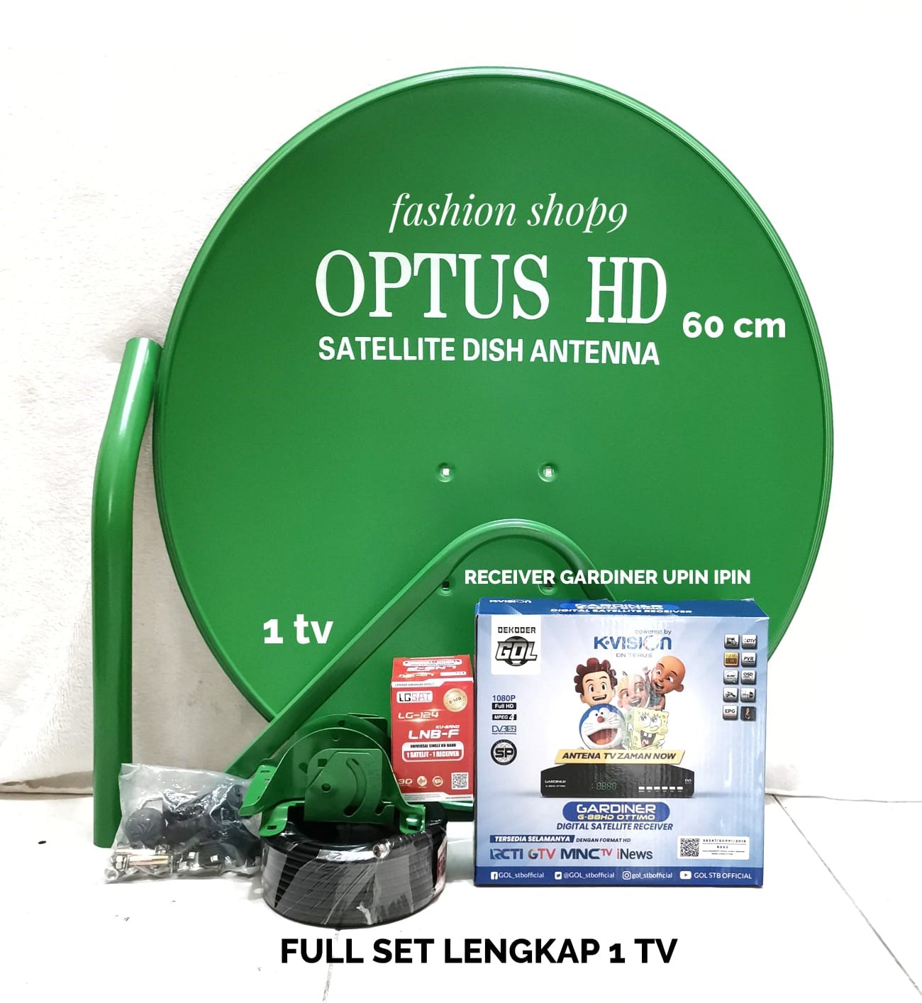 Parabola Mini Full Set Lengkap 60 cm Optus Hijau Termasuk 1 Pcs ...
