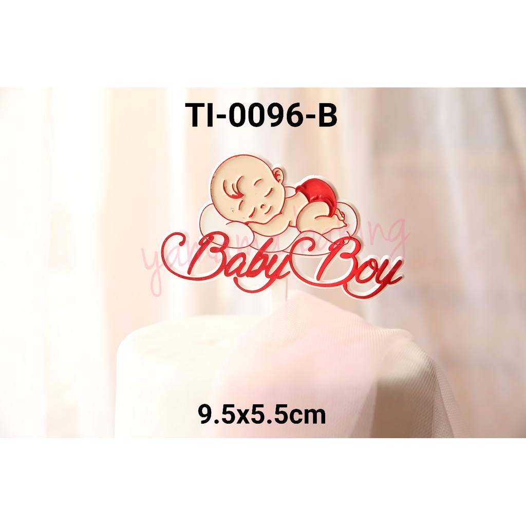 GR-TI-0096 Topper tulisan baby boy one month cowok laki laki manyek ...