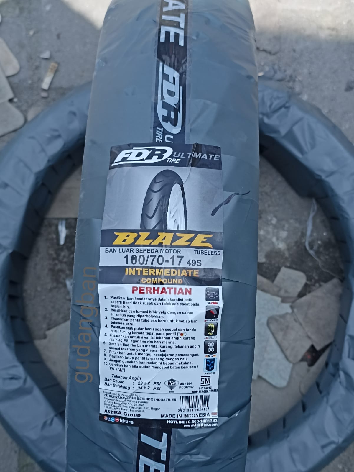 FDR Ultimate BLAZE 100 70 17 Tubeless Ban motor Ninja CBR FREE PENTIL ...