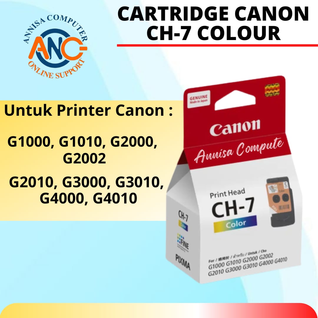 HEAD CARTRIDGE CANON CH-7 / PRINTER G1010 G2010 G3010 TINTA CH7 COLOUR ...