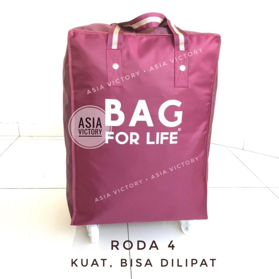 Tas Travel Barang Roda 4 Berputar 360 Cabin Size Fold Shopping Bag Pesawat Tas Troli Belanja ...
