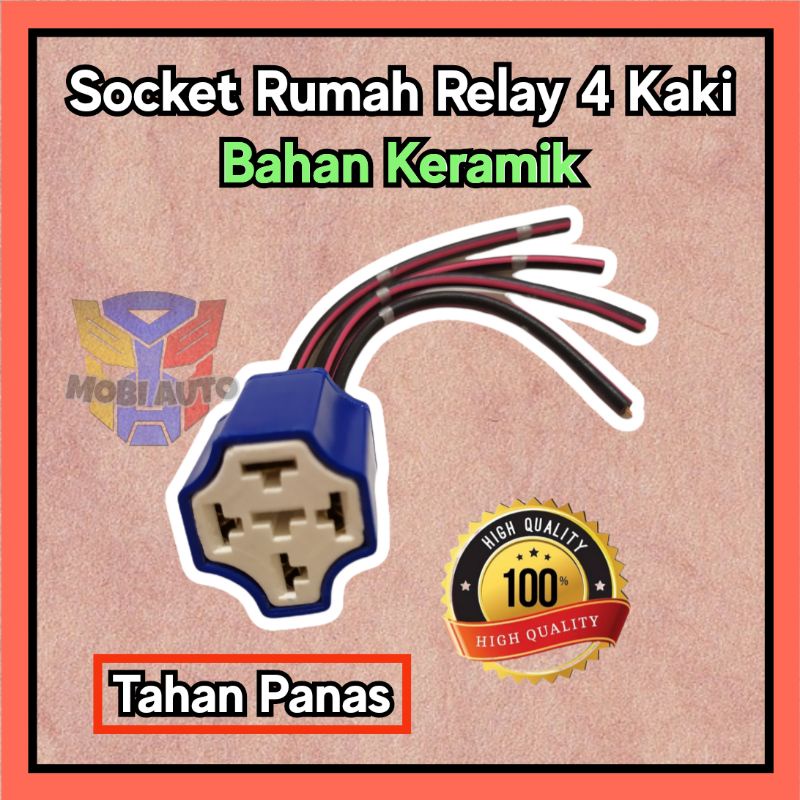 Socket Soket Rumah Relay Relai 4 Kaki Bahan Keramik + Kabel | Lazada ...