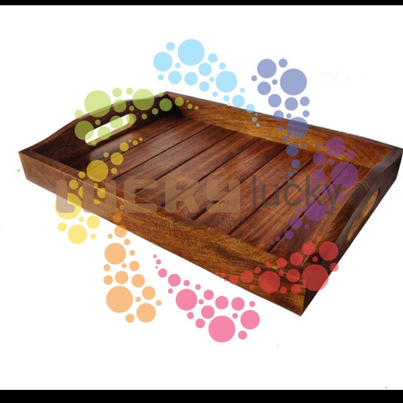 Nampan kayu hidangan pinggan Tray wooden rustic hotel dan kafe type ...