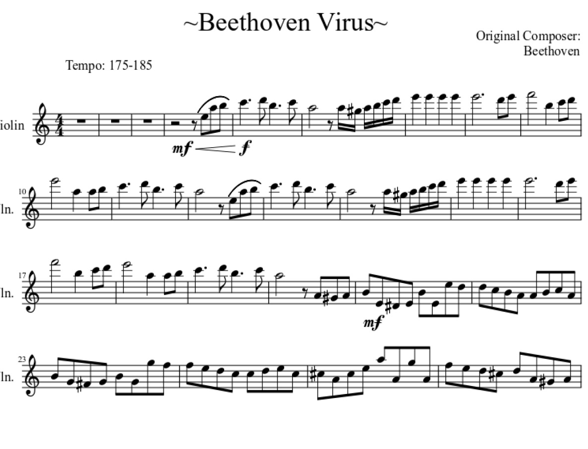 Tutorial Partitur Musik Beethoven Virus latihan Not Balok dengan piano ...