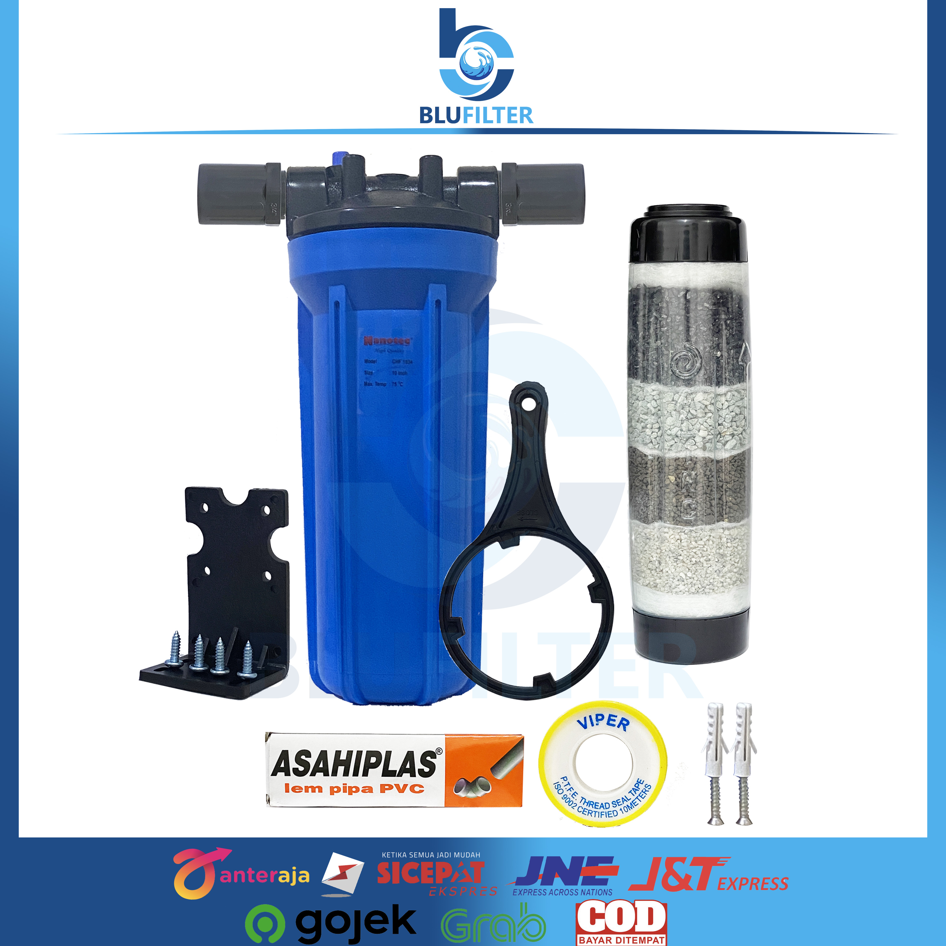 PAKET FILTER AIR 4 IN 1 SUPER AIR KOTOR BAU BESI ZAT MANGAN KUNING ...