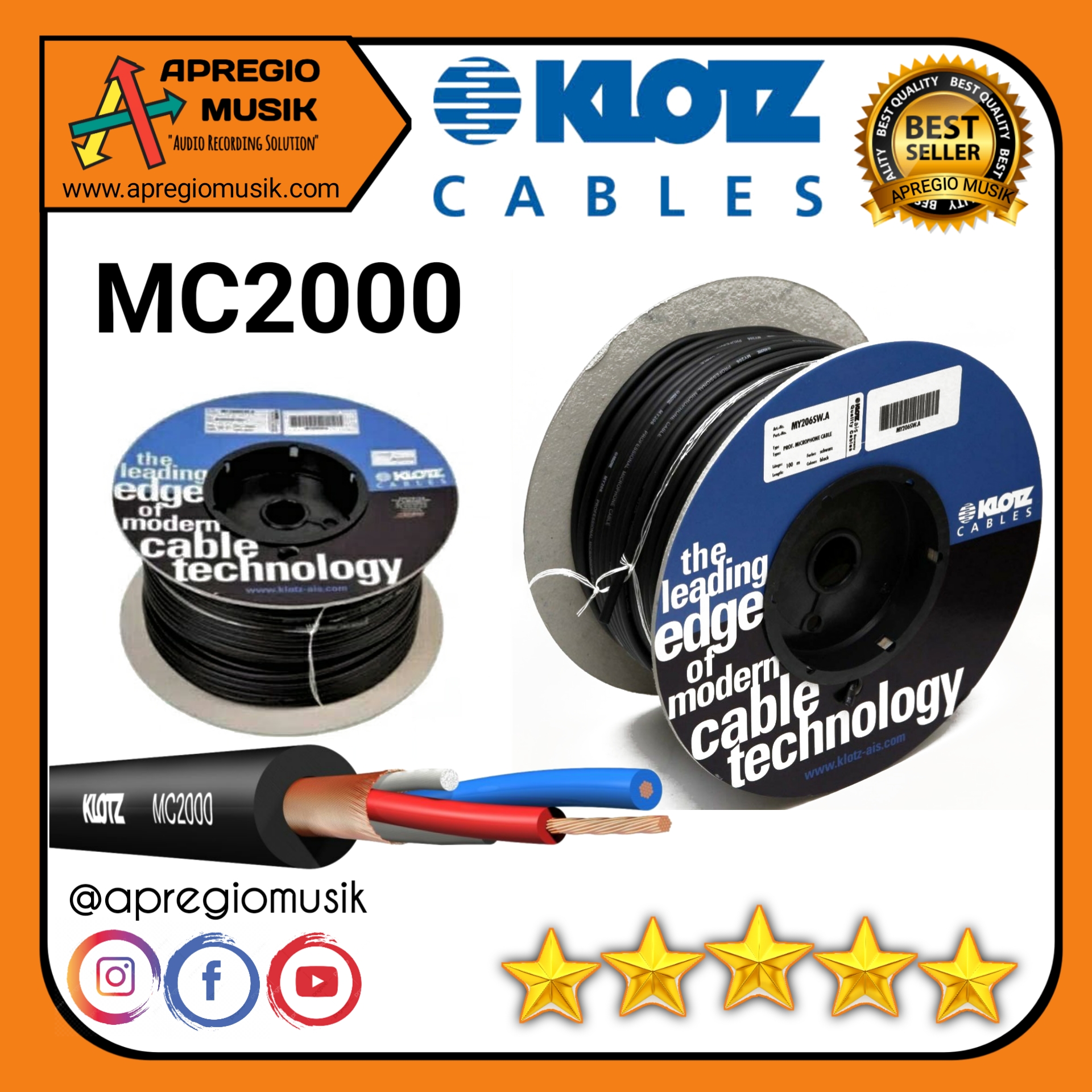 Klotz MC2000 MC 2000 Kabel Microphone Original satu ROLL 100m | Lazada ...
