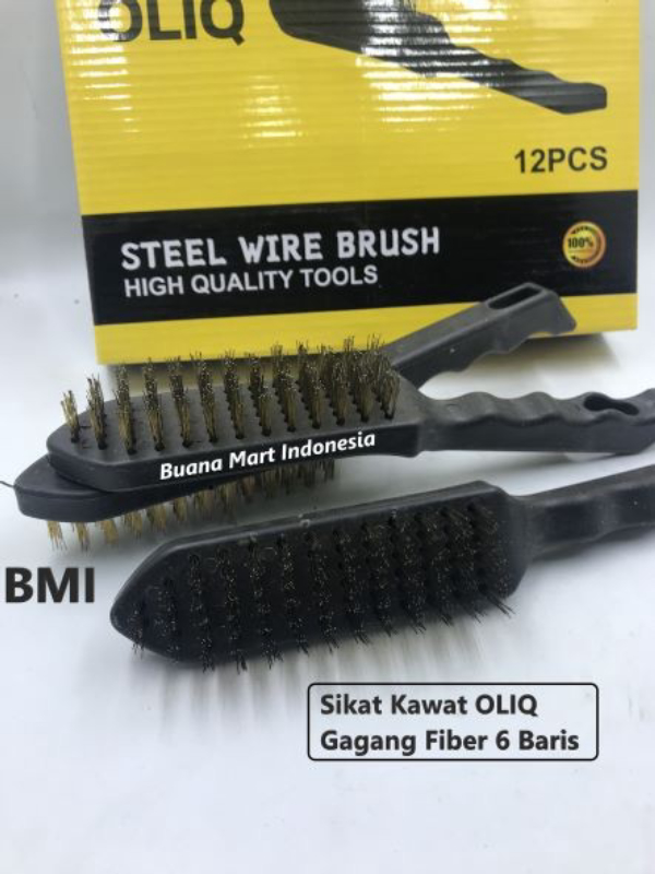 Sikat Kawat Baja OLIQ Gagang Fiber 6 Baris | Sikat Besi GG PVC (1PC ...