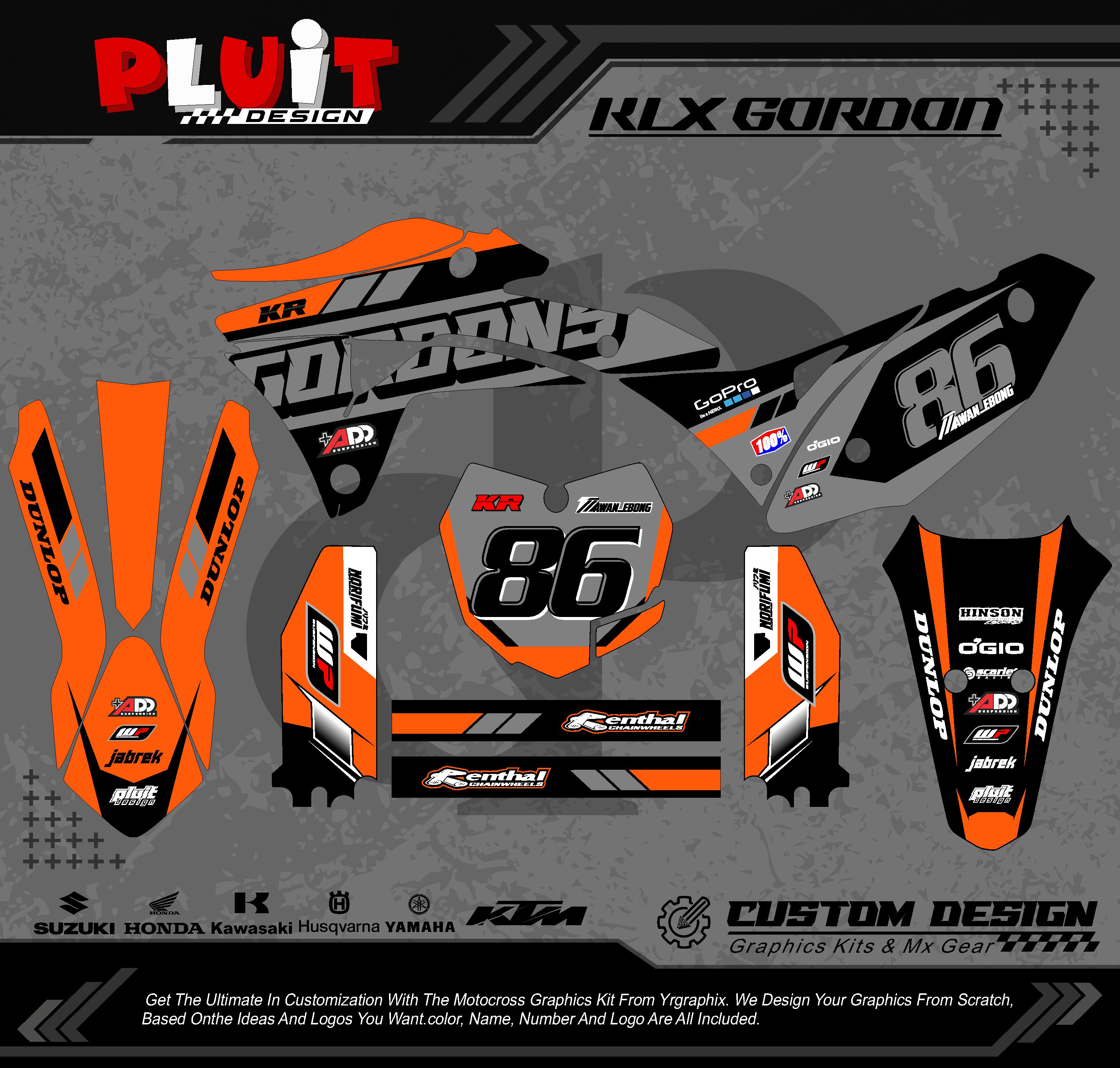 DECAL STICKER KLX GORDON FULL BODY DECAL GORDON DECAL GORDON DECAL ...