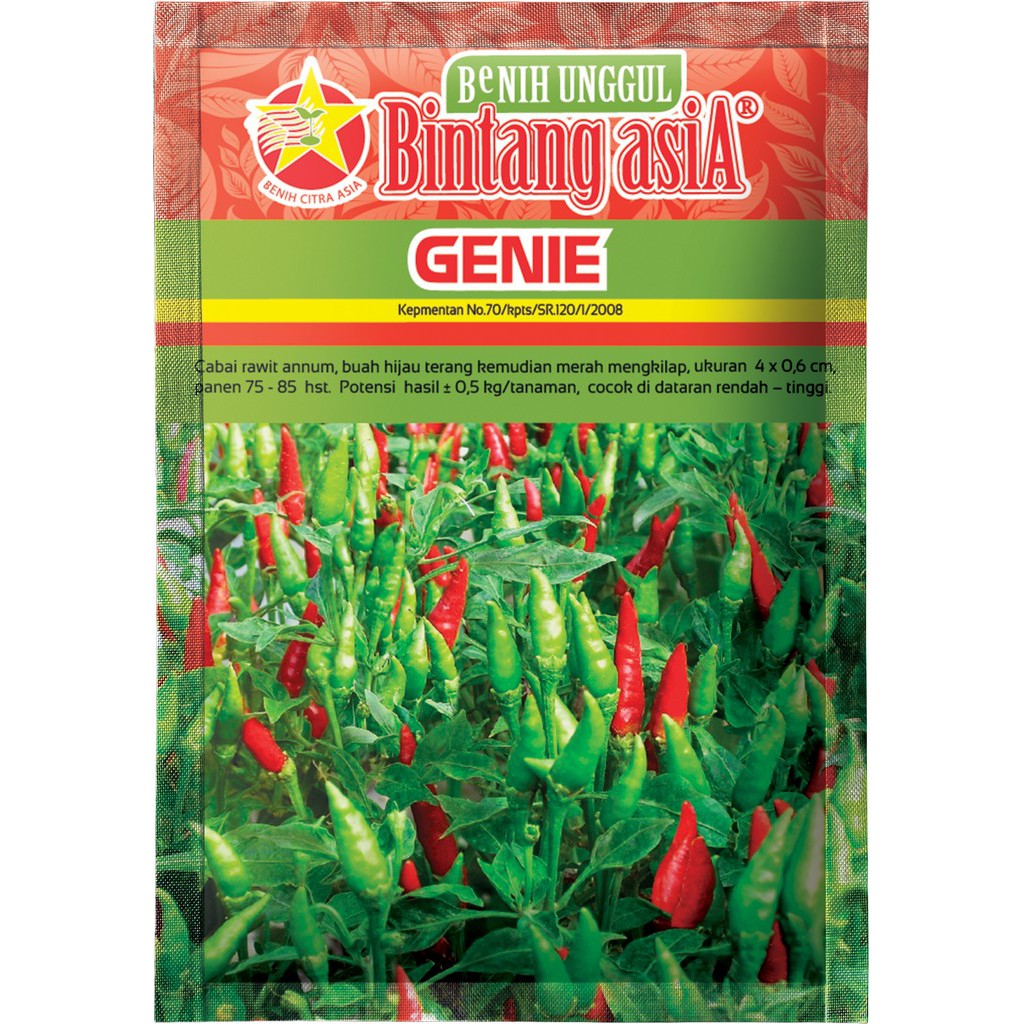Benih Cabai Cabe Rawit GENIE 10 Gram Cap Bintang Asia PT Benih Citra ...