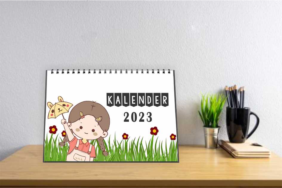 Designall Kalender Meja / Kalender Duduk Aesthetic Tahun 2023 Spiral ...