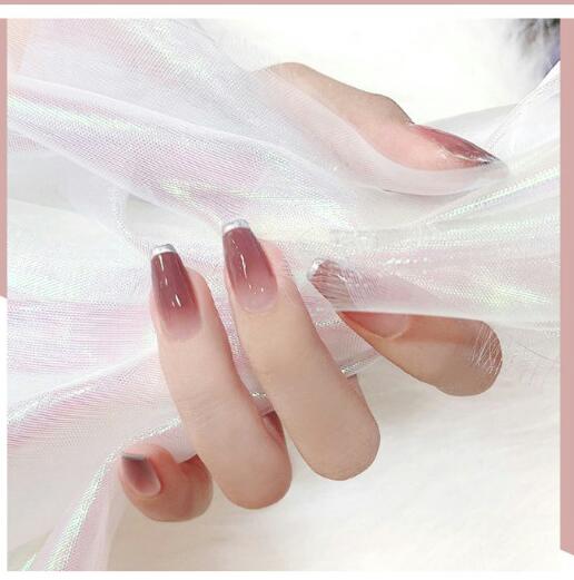 Nail Art 24 Pcs Bride Gradasi Ungu Lengkap dengan lem | Lazada Indonesia