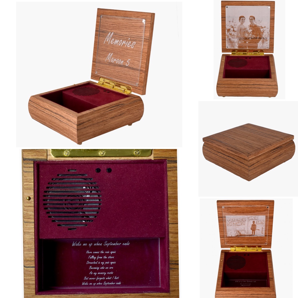 Music Box MP3 Custom Lagu Souvenir Foto Tulisan Kayu Meranti Valentine ...